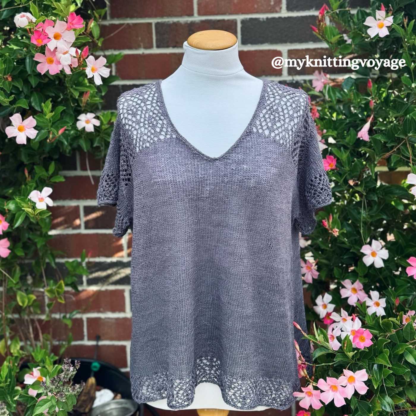 Lacy Ginga Tee in Steel Linen Yarn – ORA Fabulous Fibres